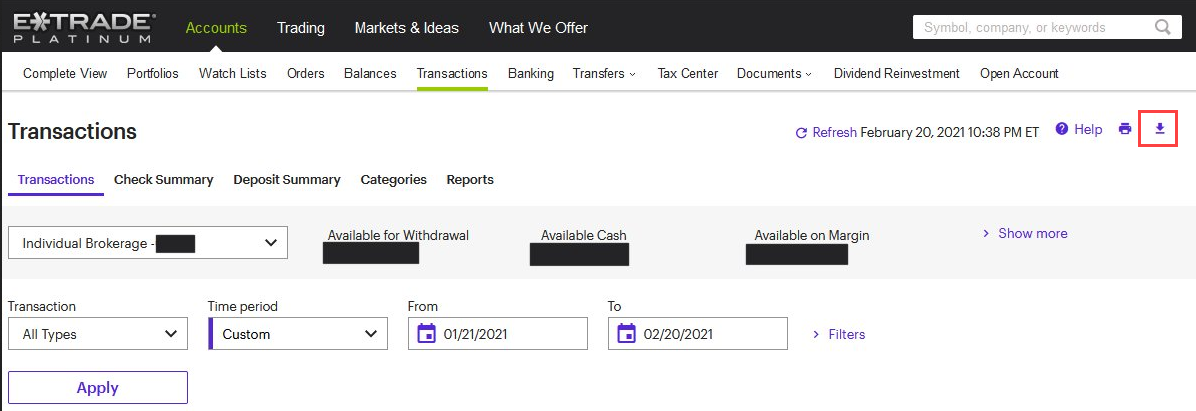 Importing from a CSV File - E*Trade Financial – TradeLog Software