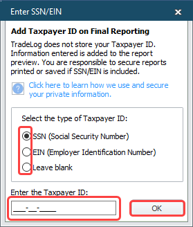 How to Add SSN/EIN to a report – TradeLog Software
