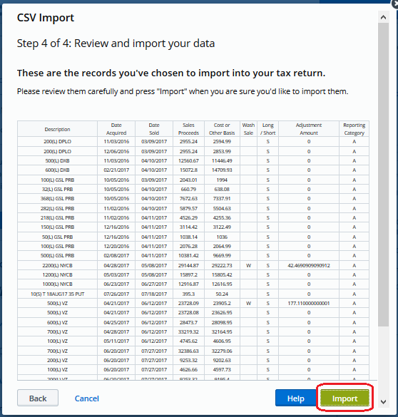 Import Data into TaxACT® – TradeLog Software