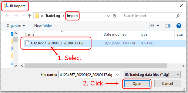 Importing from a TLG File - Interactive Brokers – TradeLog Software