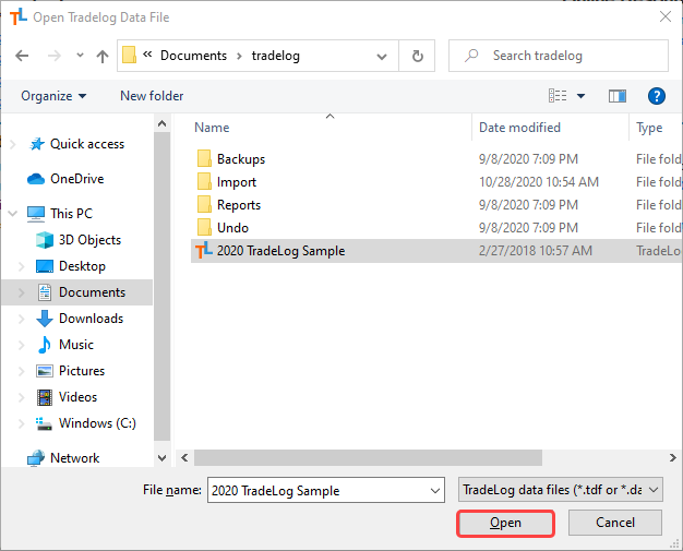 You Used TradeLog for the Previous Year: Locate Your Data File ...